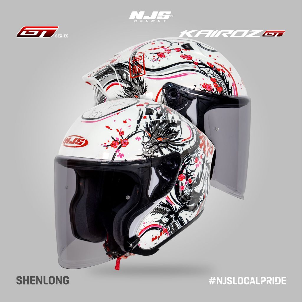 Jual NJS Kairoz GT Shenlong - Helm Half Face (FREE SPOILER GT) - Helm ...