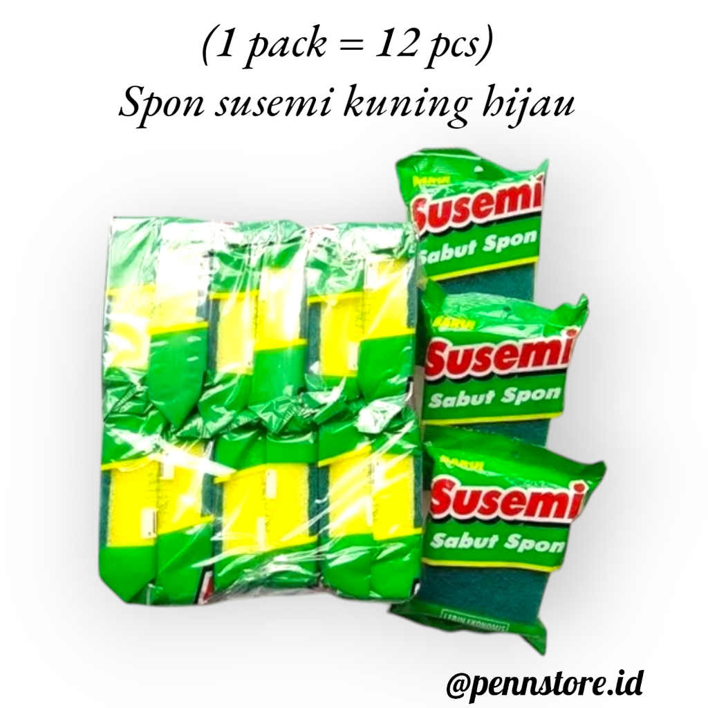 Jual (1 Pack = 12 Pcs) Sabut Spon Susemi Kuning Hijau - Cuci Piring ...