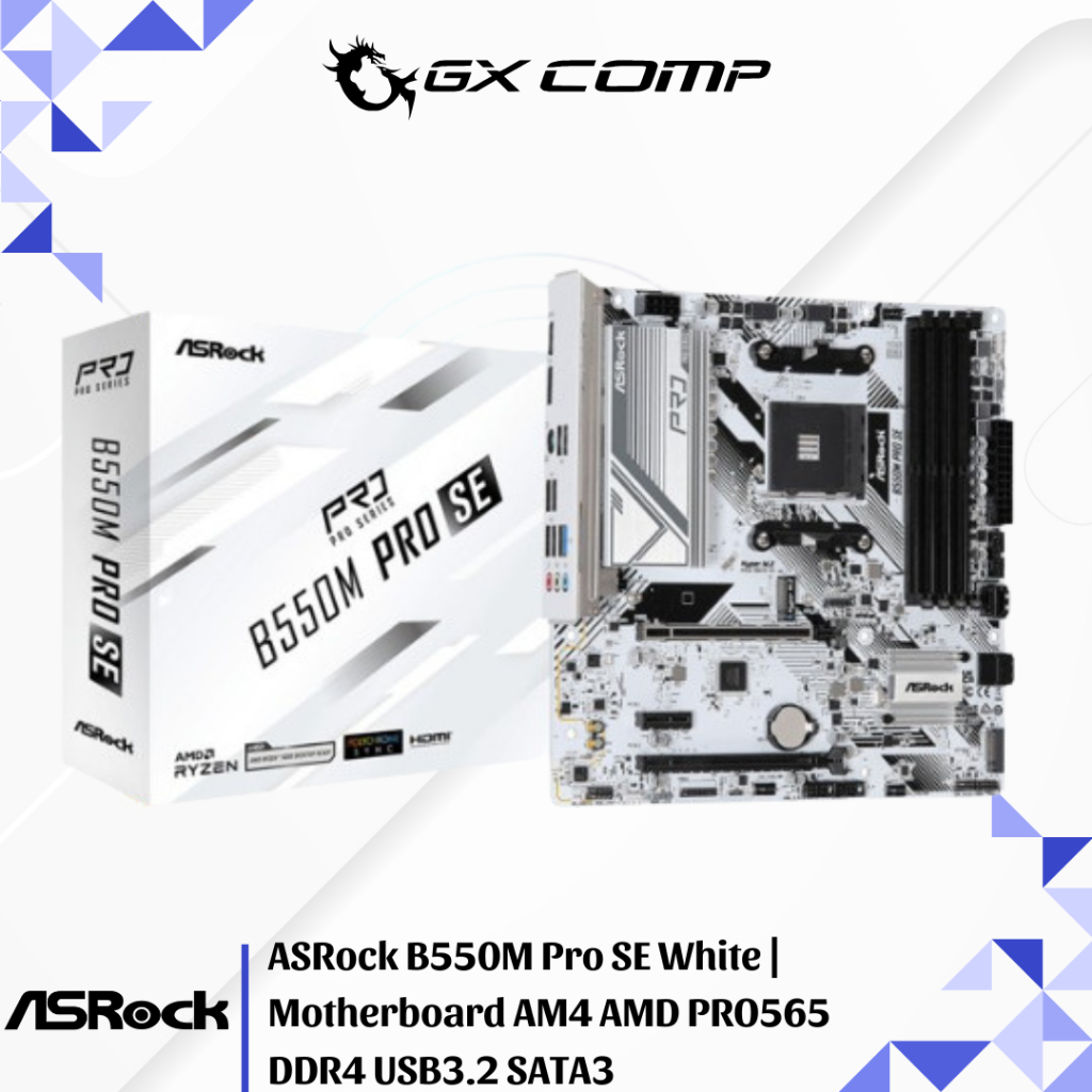 Jual ASRock B550M Pro SE White | Motherboard AM4 AMD PRO565 DDR4 USB3.2 ...