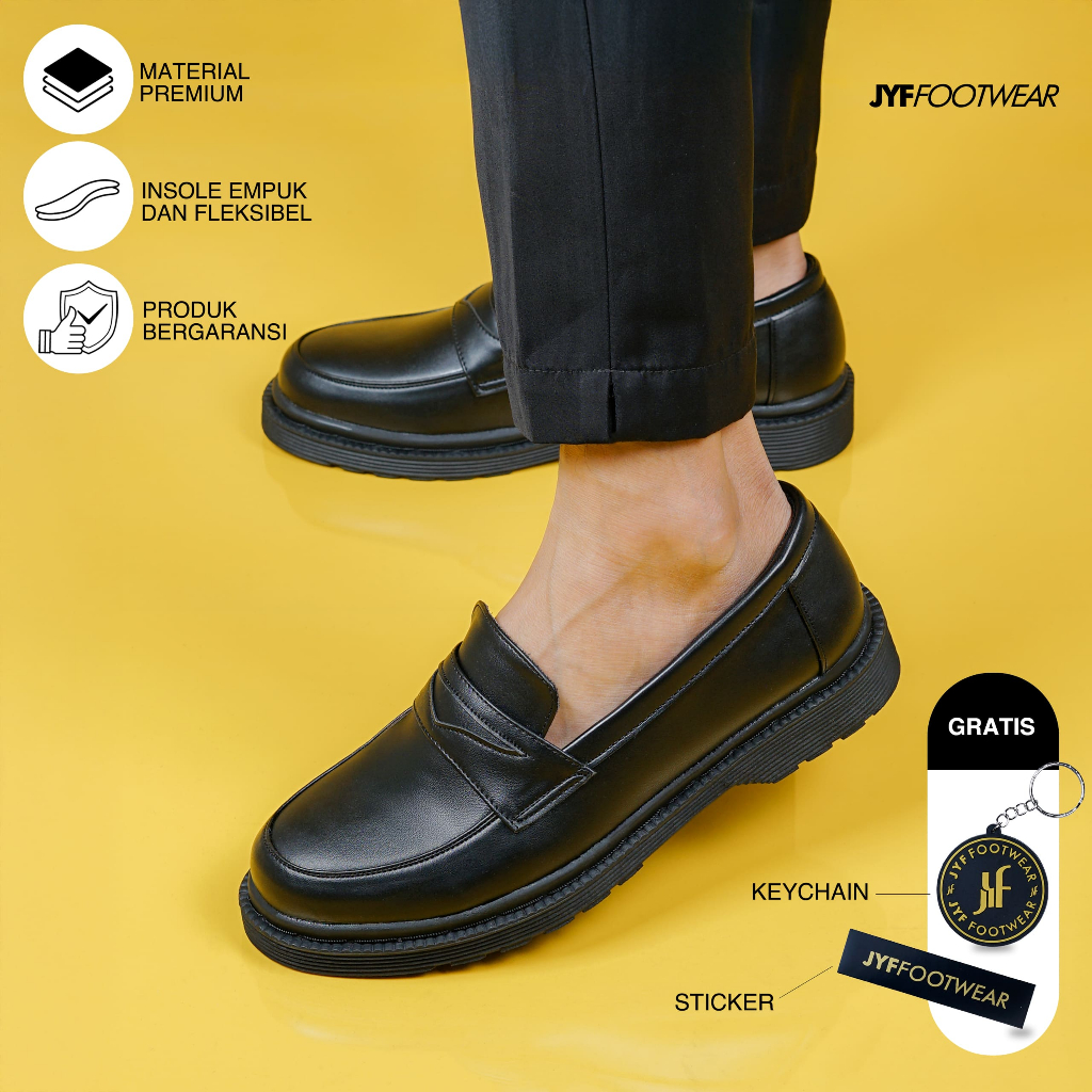 Jual JYF - Sepatu Pantofel Pria Kekinian - High Black | Shopee Indonesia