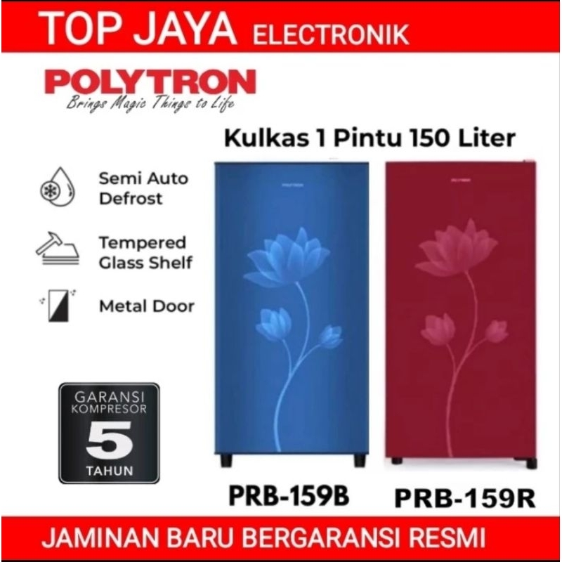 Jual KULKAS POLYTRON 1 PINTU PRB 159/R/B NEW SERIES BARU BERGARANSI ...