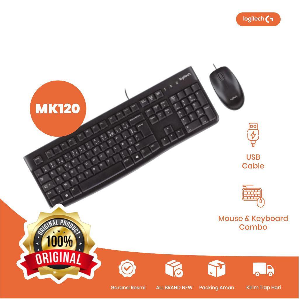 Jual Keyboard + Mouse Combo Logitech MK120 USB | Shopee Indonesia