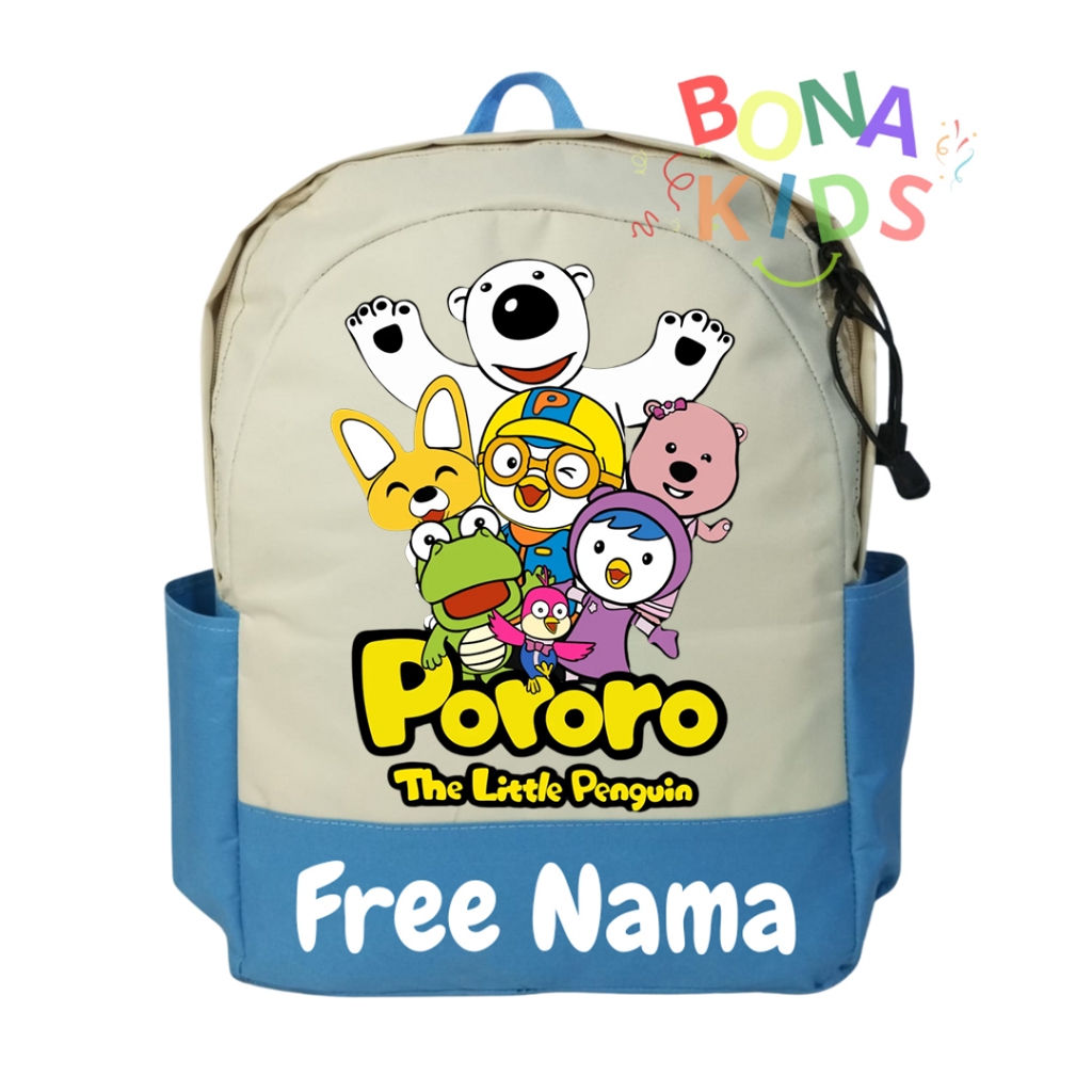 Jual Tas Anak Pororo Ransel Sekolah anak TK SD PAUD Free Custom Cetak ...