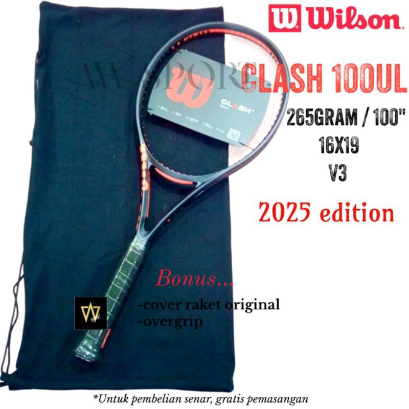 Jual Raket Tenis Wilson Clash 100UL 265g v3 2025 Edition | Shopee Indonesia