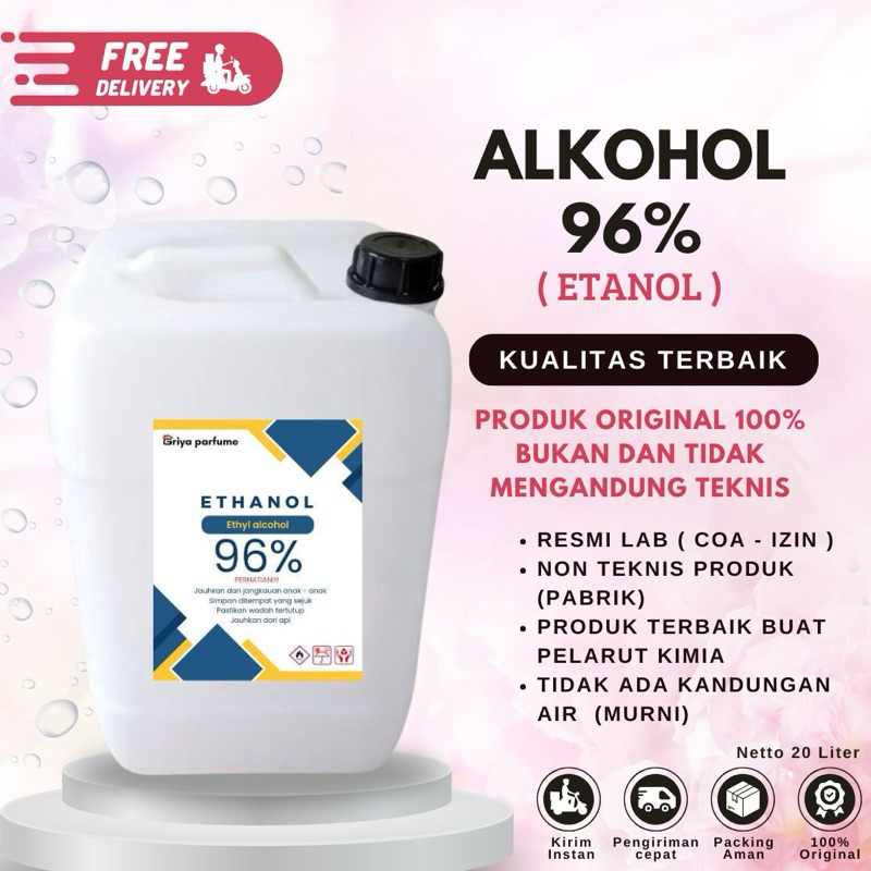 Jual ALKOHOL / ETANOL 96% KEMASAN 20 LITER / Antiseptik Sterilisasi Desinfektan | Shopee Indonesia