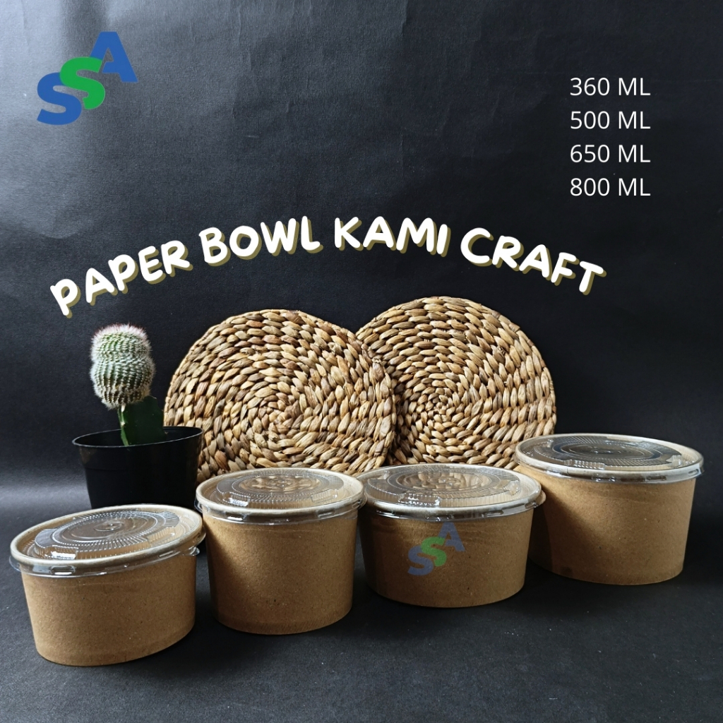 Jual PAPER BOWL KAMI CRAFT / PAPER BOWL COKLAT / WADAH RICE BOWL ...
