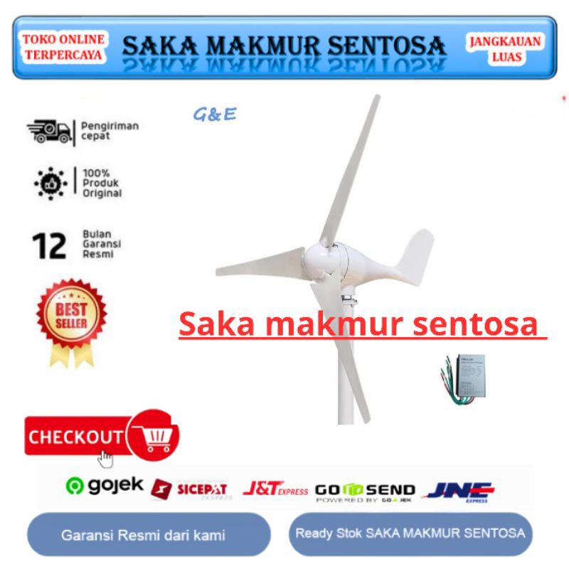 Jual Wind turbine generator 400W 12V 3 blades with Controller complete ...