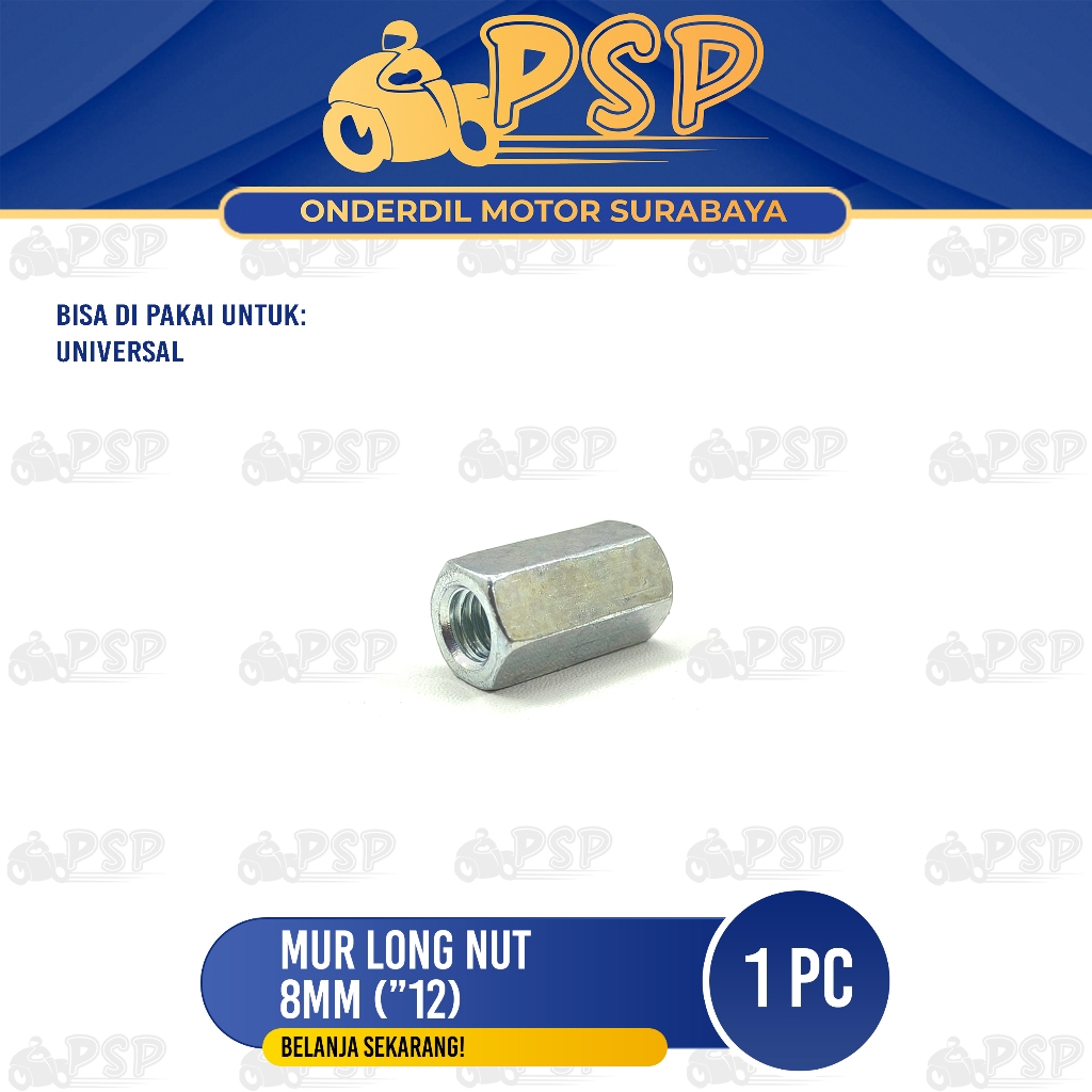 Jual Mur Long Nut 8mm (Per 1 PCS) - Mor Mur Baut Baud Panjang Nut Spion ...