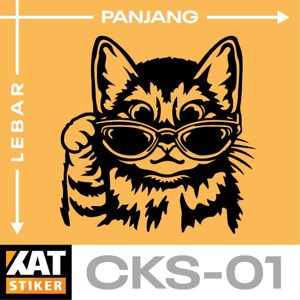 Jual CKS 01 : Sticker Cutting Kucing Lucu Berkacamata Variasi Backdoor ...
