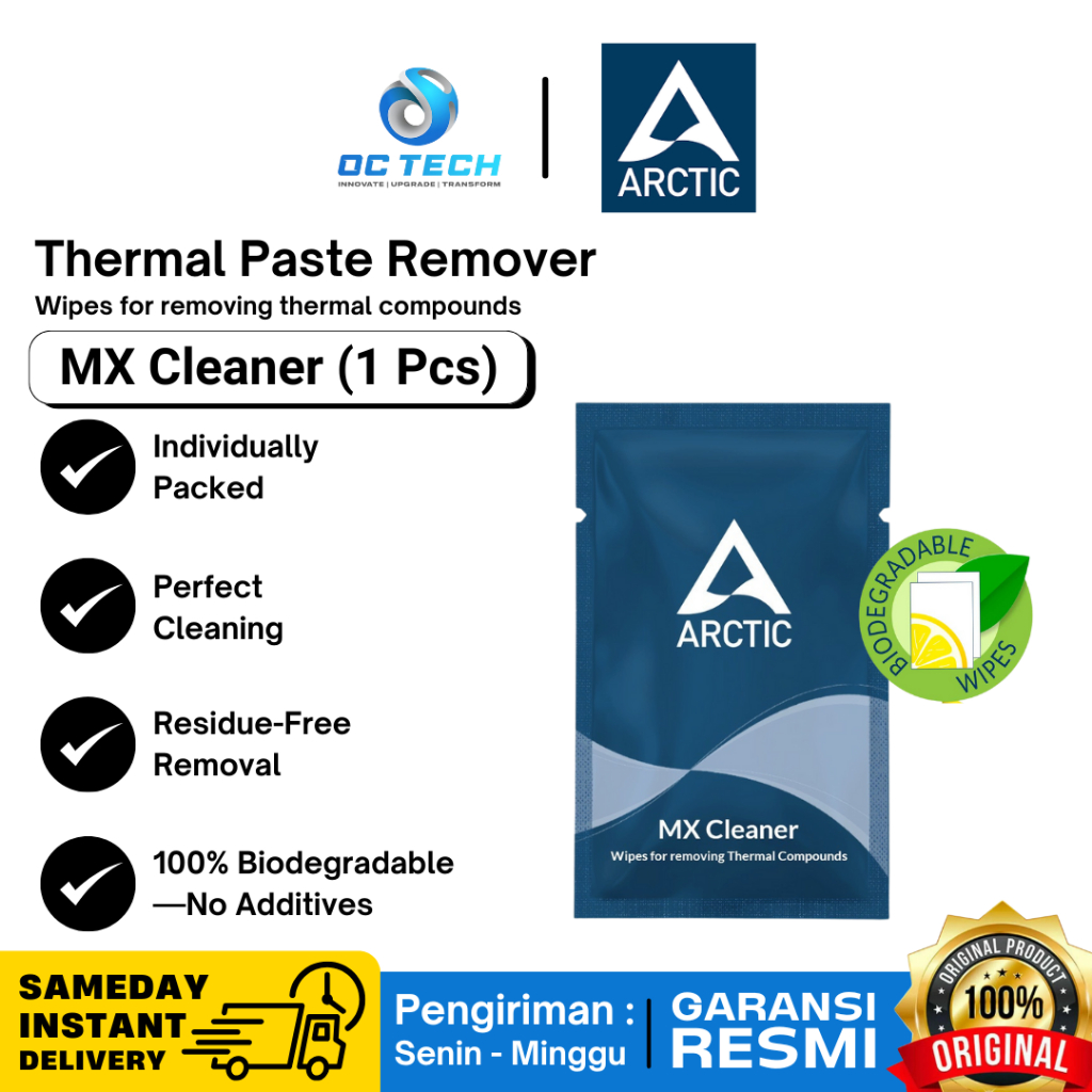 Jual Arctic Thermal MX Cleaner Wipes for removing Thermal Compounds ...