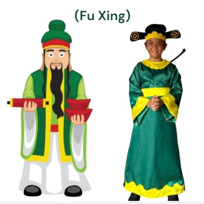 Jual Kostum Cosplay Dewa Keberuntungan Fu Xing Fu Lu Shou Sanxing Anak ...