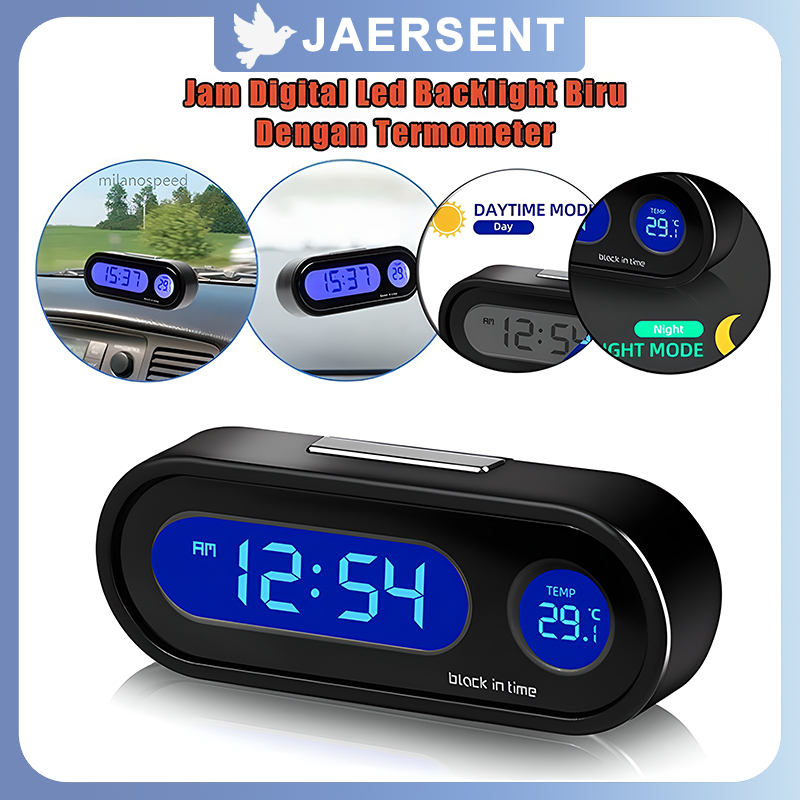 Jual Jam Digital Led Menyala Backlight Biru Dengan Termometer Untuk ...