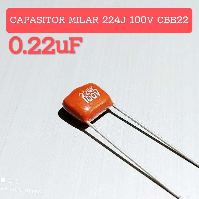 Jual CAPACITOR MILAR 224J 224K 100V 220nF 220K 0.22UF 100VOLT CL21X ...