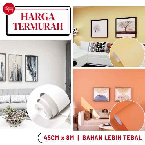 Jual Wallpaper Sticker Dinding Tembok Kamar Tidur Motif Polos Premium ...