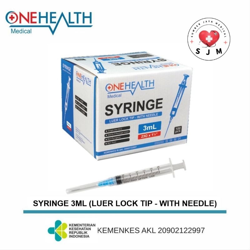 Jual DISPOSABLE SYRINGE (1CC/3CC/5CC/10CC) / SPUIT ONEHEALTH (HARGA PER ...