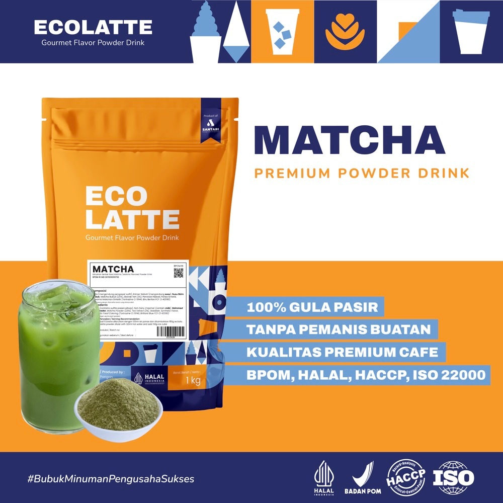 Jual MATCHA ECOLATTE POWDER DRINK 1 KG BUBUK MINUMAN PREMIUM Rasa ...