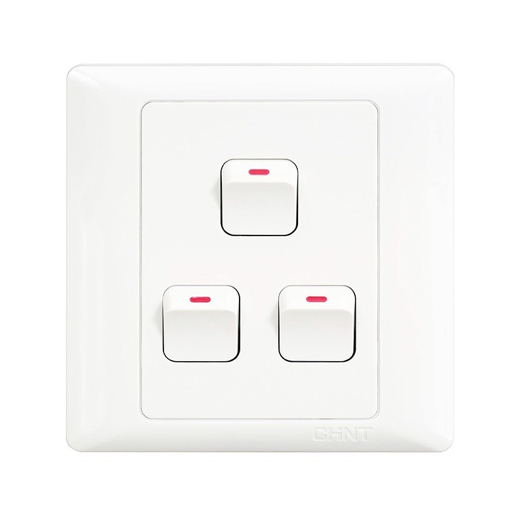 Jual Saklar 3-Gang 1-Way Switch Small NEW7-G009 CHINT White | Shopee ...