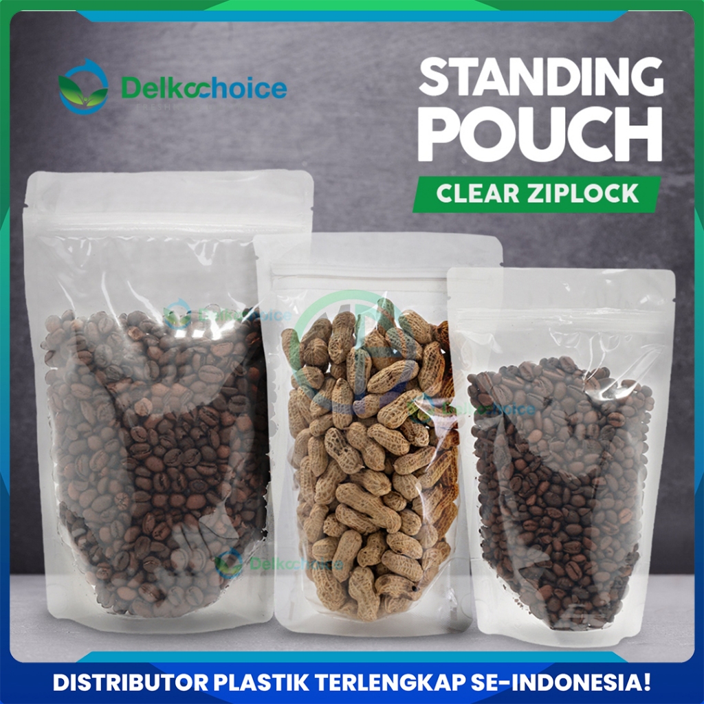 Jual Standing Pouch Bening / clear transparan ziplock kemasan snack ...