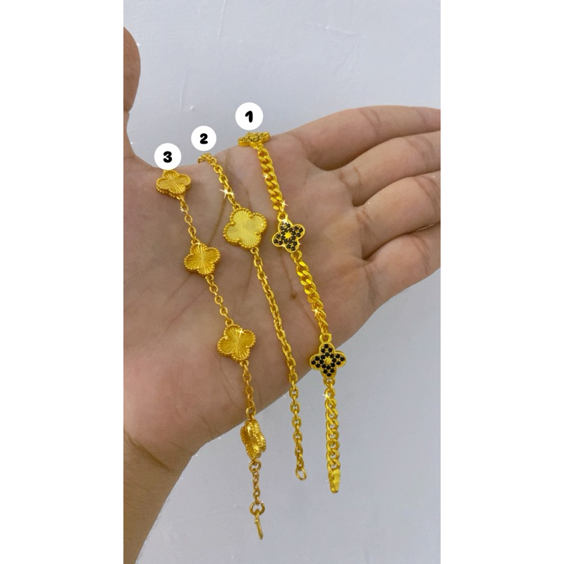 Jual EMAS MALAYSIA GELANG CLOVER LAPISAN MAS24k BERSURAT BISA TUKAR ...