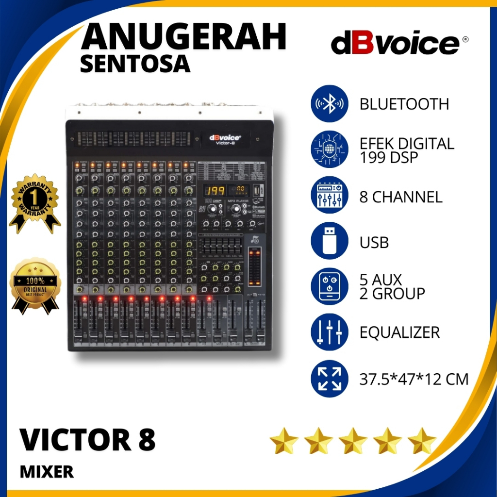 Jual Mixer DB Voice Victor 8 Bluetooth (8 Channel) Original | Shopee ...