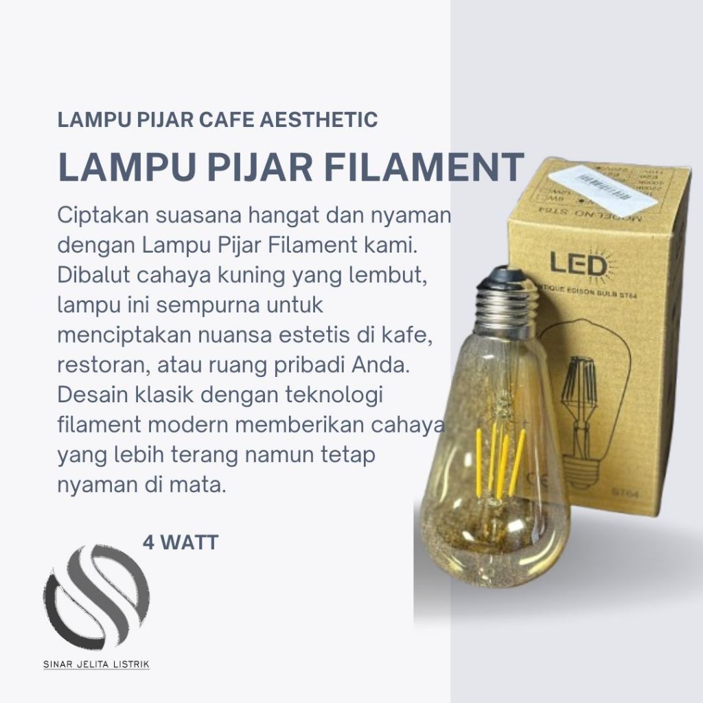 Jual Lampu Pijar Filament LED 4 Watt EMICO Warna Kuning Murah | Lampu ...