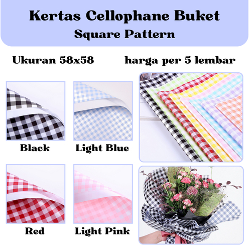 Jual [5 LEMBAR] Kertas Cellophane Bucket Bunga [Square Pattern] Flower ...