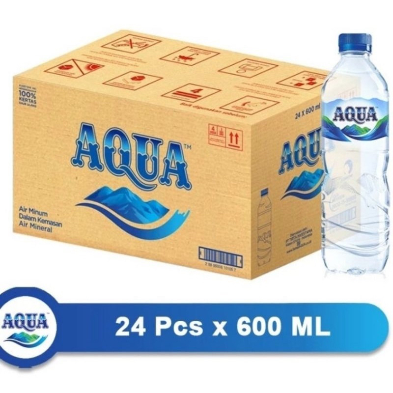 Jual Aqua 600ML 1 Dus / Aqua sedang 1 karton isi 24 Botol | Shopee ...