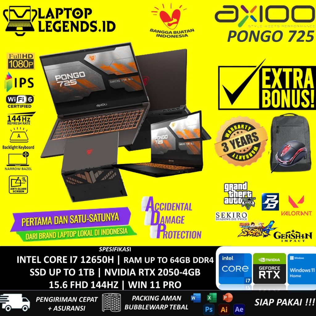 Jual Laptop Gaming Baru Axioo Pongo 750 Rtx4050 Core I7 13620h Ram 64gb ...