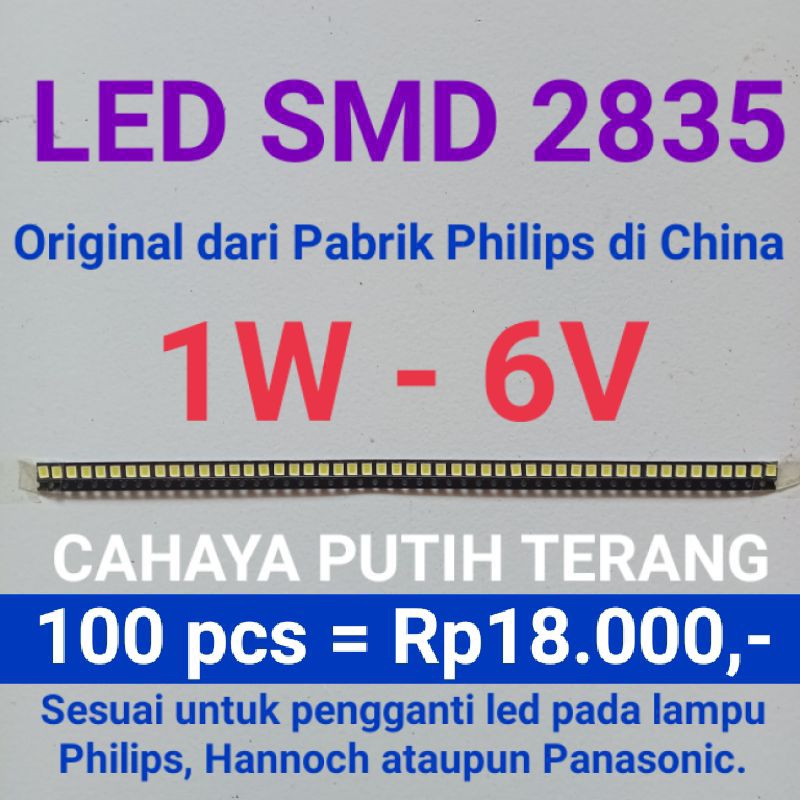 Jual Led SMD 2835 - 6V SUPER, sesuai untuk sparepart lampu Philips ...