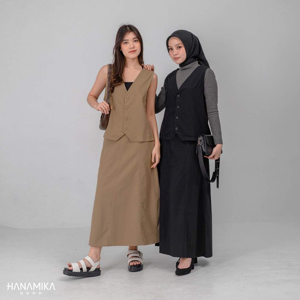 Jual Hanamika | Harumi One Set Vest V-Neck Rok Maxi Wanita Karet ...