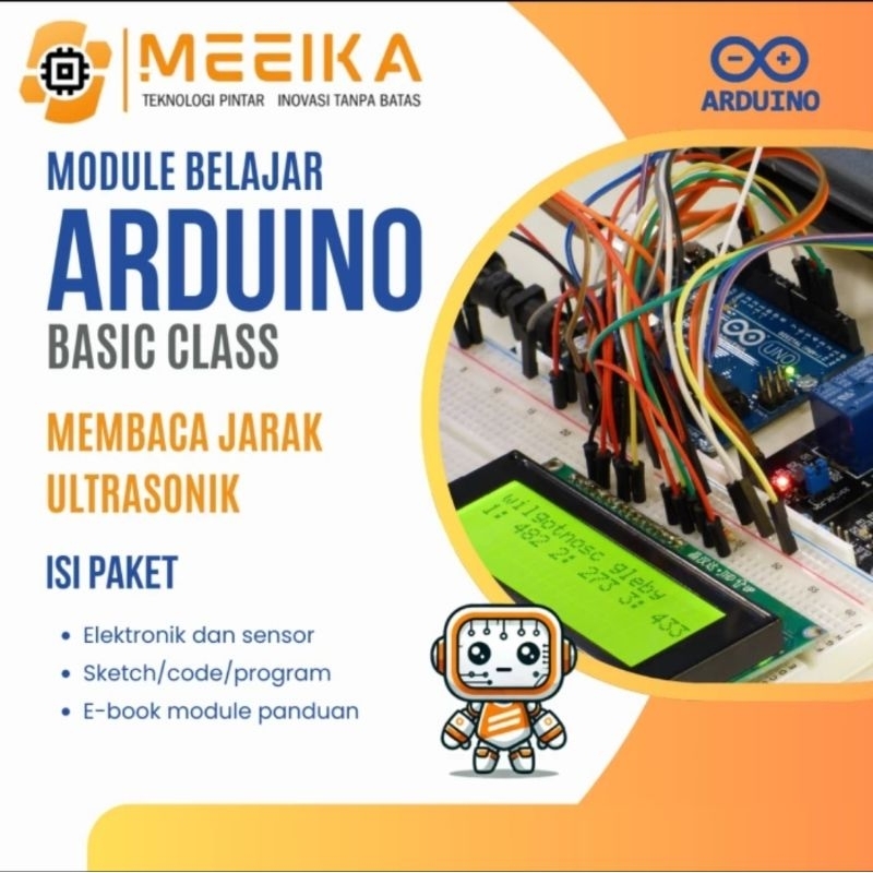 Jual Module belajar arduino SENSOR JARAK ULTRASONIK BASIC CLASS paket arduino kit pemula ...