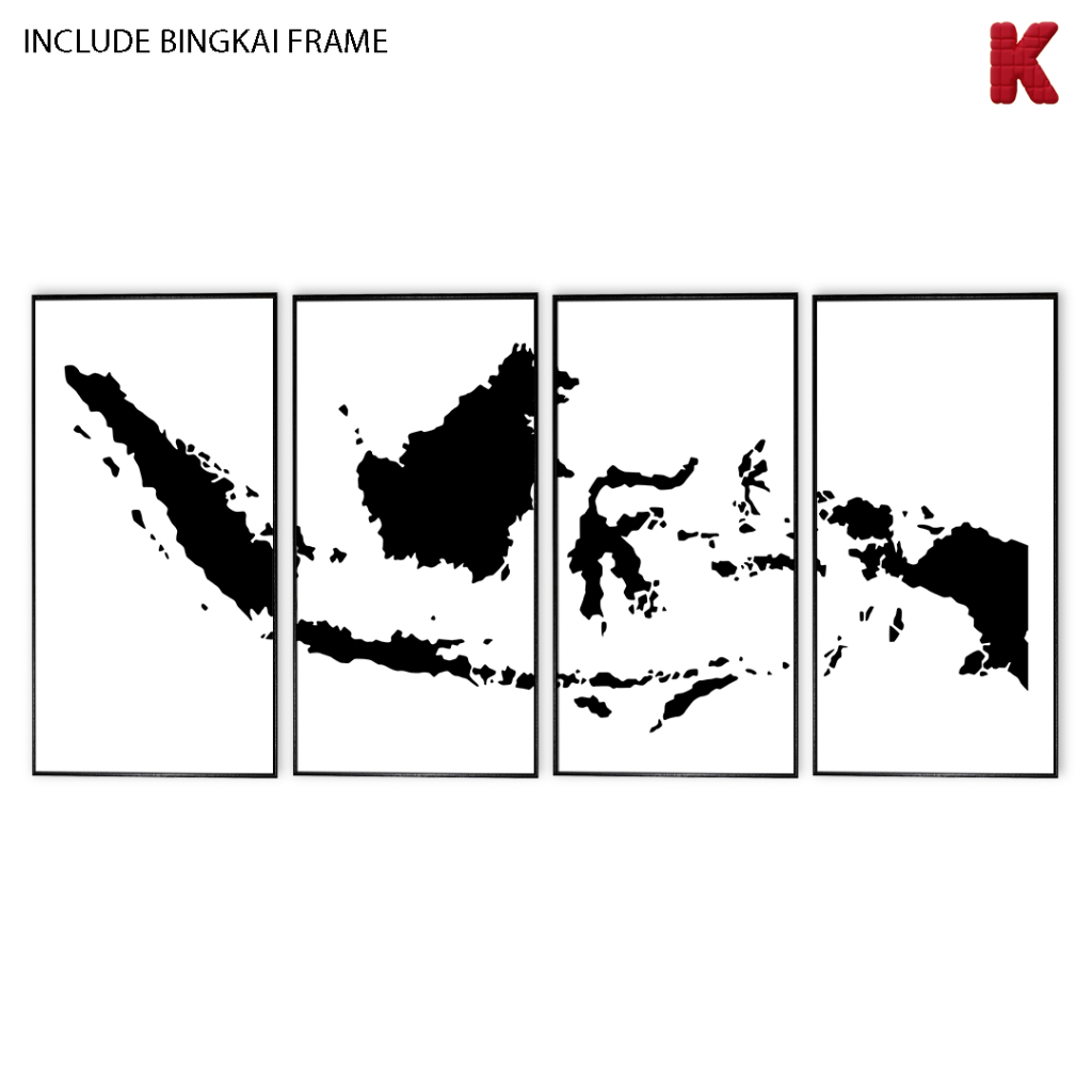 Jual Kreasidekor 1 SET 4 PCS Bingkai Peta Indonesia Minimalis Aesthetic ...