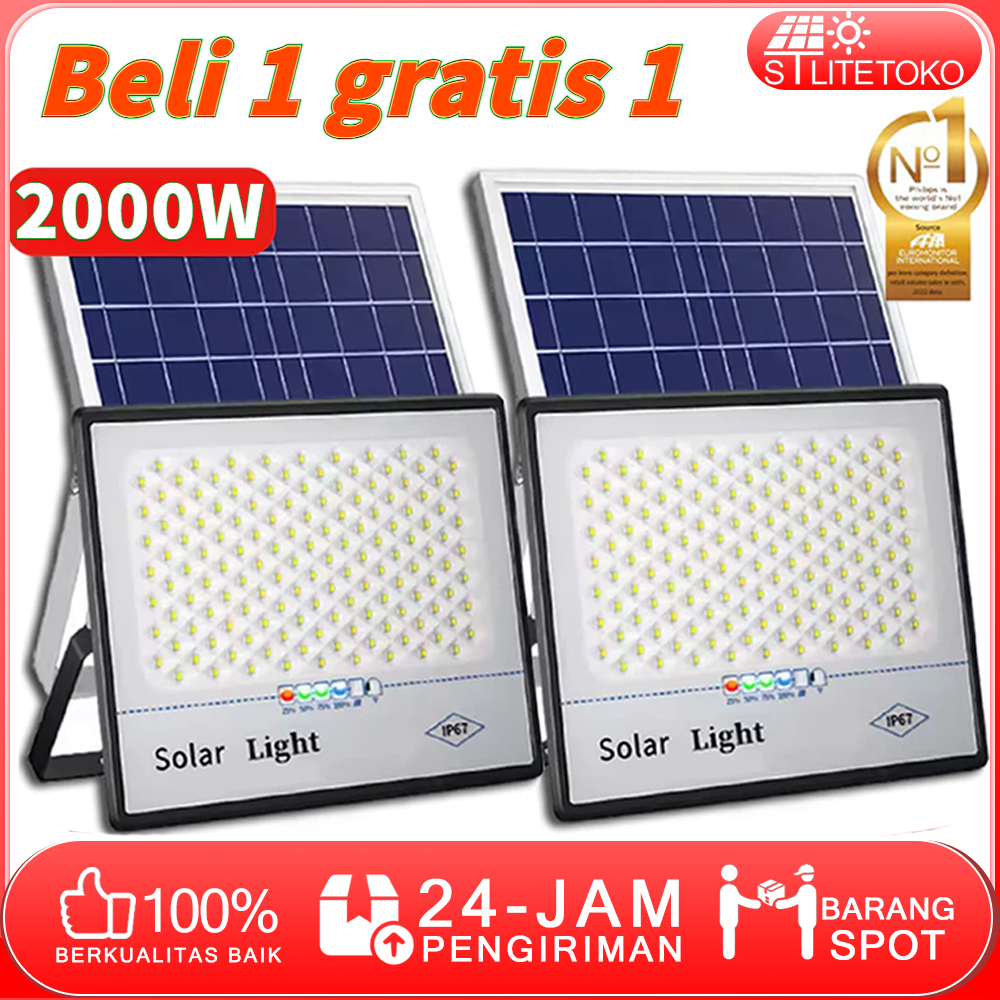 Jual 【 Beli 1 gratis 1】2000W yang ditingkatkan lampu tenaga surya ...