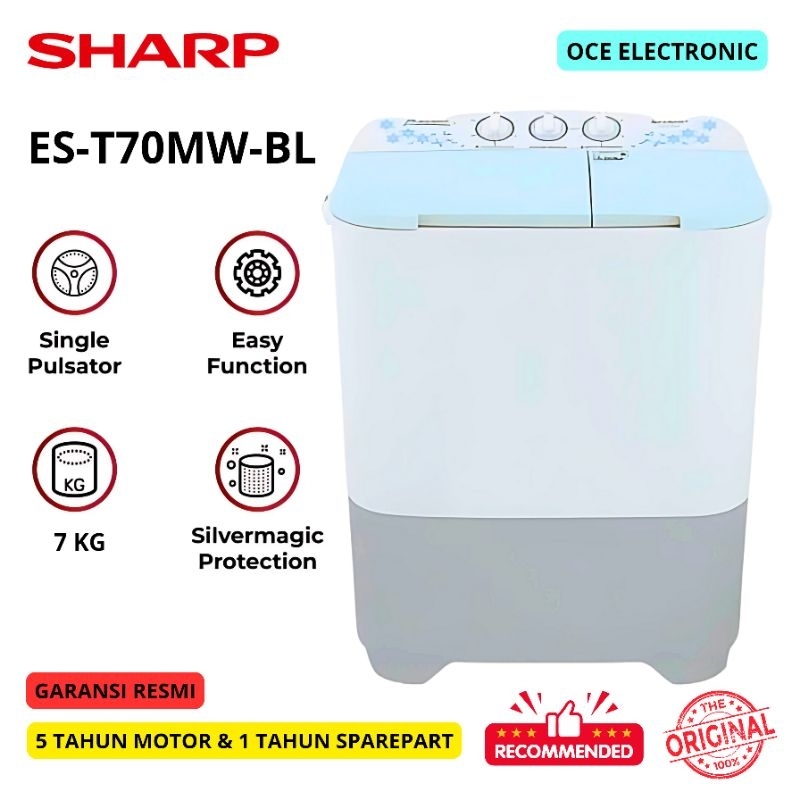 Jual MESIN CUCI 2 TABUNG SHARP ES-T70MW 7 KG [GARANSI RESMI] | Shopee Indonesia
