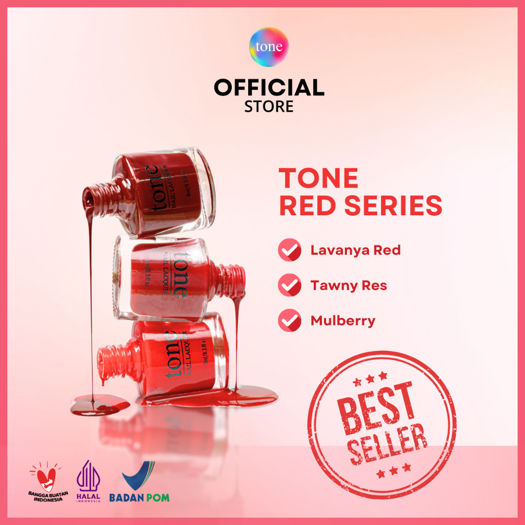 Jual TONE Nail Lacquer Red Series 121-123 | Cat Kuku | Kutek Merah ...