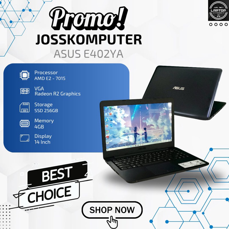 Jual ASUS E402YA AMD E2-7015/ RAM 4GB/ SSD 256GB/ 14 INCH | Shopee ...