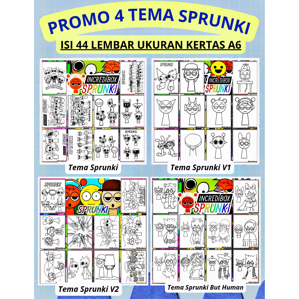 Jual DAPAT 4 TEMA SPRUNKI 44 LEMBAR (SPRUNKI, SPRUNKI BUT HUMAN ...