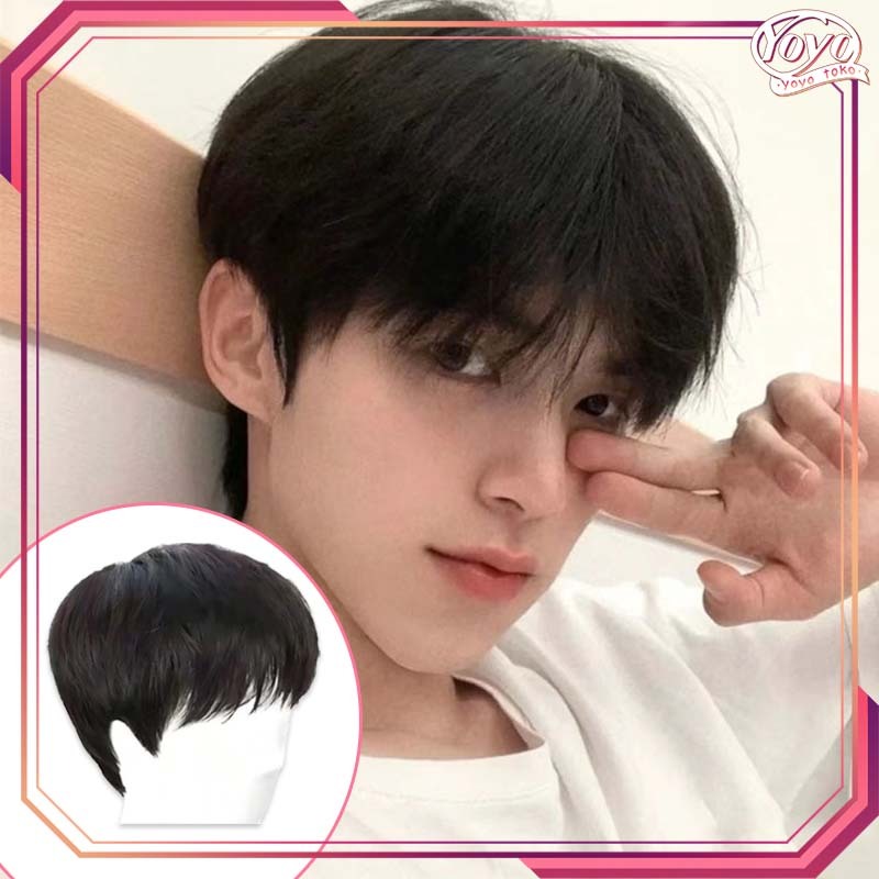 Jual Rambut Wig Pria Pendek Rambut Palsu Pria Korea Wig Cowok Belah ...