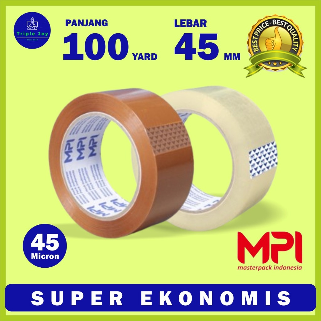 Jual Lakban MPI Bening / Coklat 2 inch 45mm x 100 Yard MPI 45mmx100 ...