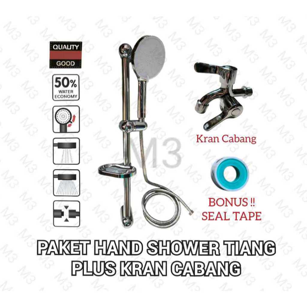 Jual PAKET HAND SHOWER TIANG PLUS KRAN CABANG / HAND SHOWER TIANG SET BULAT | Shopee Indonesia
