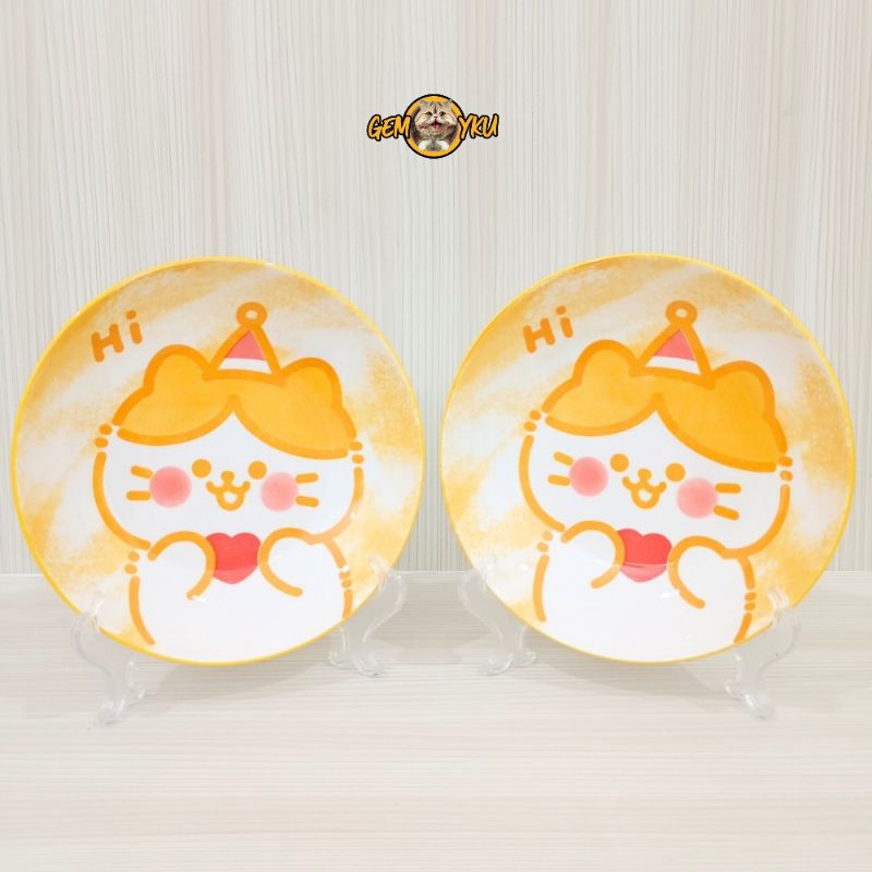 Jual Piring Keramik Motif Kucing 20,5cm 8inch | Piring Keramik Kucing ...