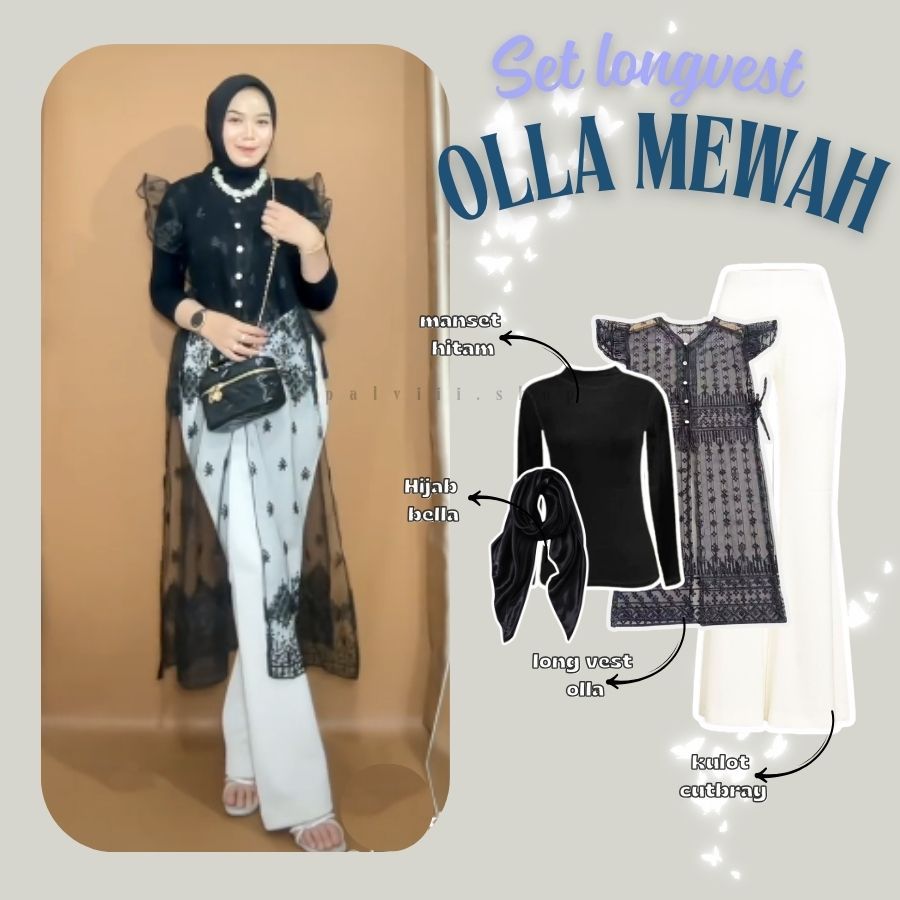 Jual Set Long Vest Tunik Brukat Olla (Long vest + Celana Cutbray ...