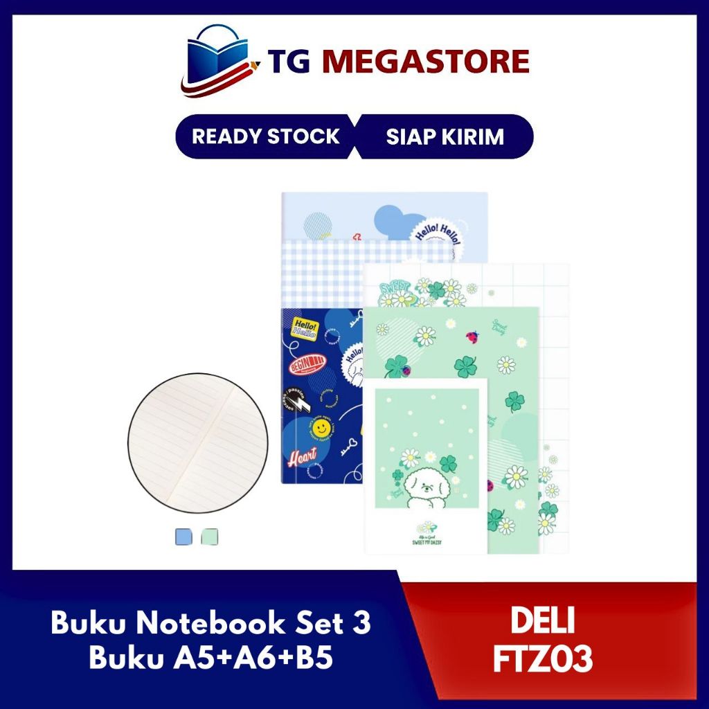 Jual Buku Notebook Set DELI 3 Buku A5+A6+B5 - FTZ03-01 | Shopee Indonesia