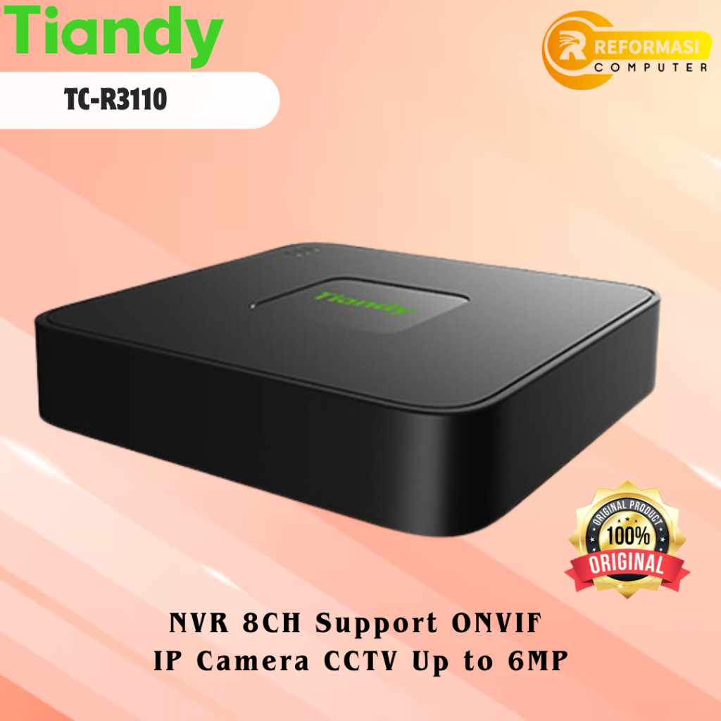 Jual TIANDY NVR 8CH TIANDY TC-R3110 Support ONVIF IP Camera CCTV Up to 6MP High Quality | Shopee ...