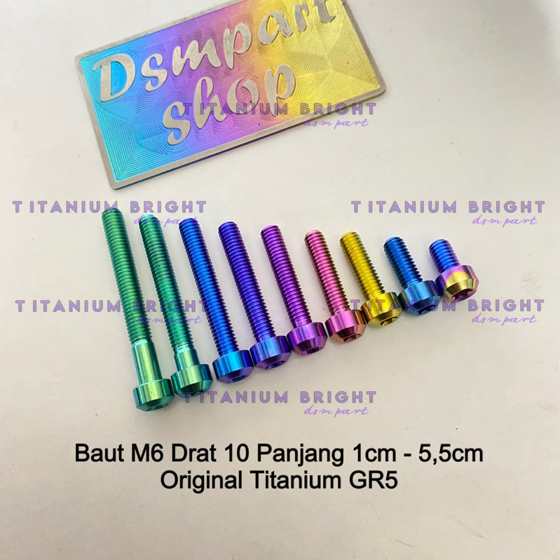 Jual Baut Titanium M6 Drat 10 Small Head M6x10 15 20 25 30 35 40 45 50 55 Original Titanium GR5 ...