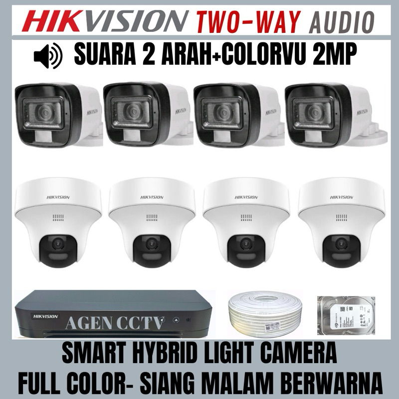 Jual PAKET CCTV HIKVISION COLORVU 2MP 8 CHANNEL 8 KAMERA TWO WAY AUDIO ...