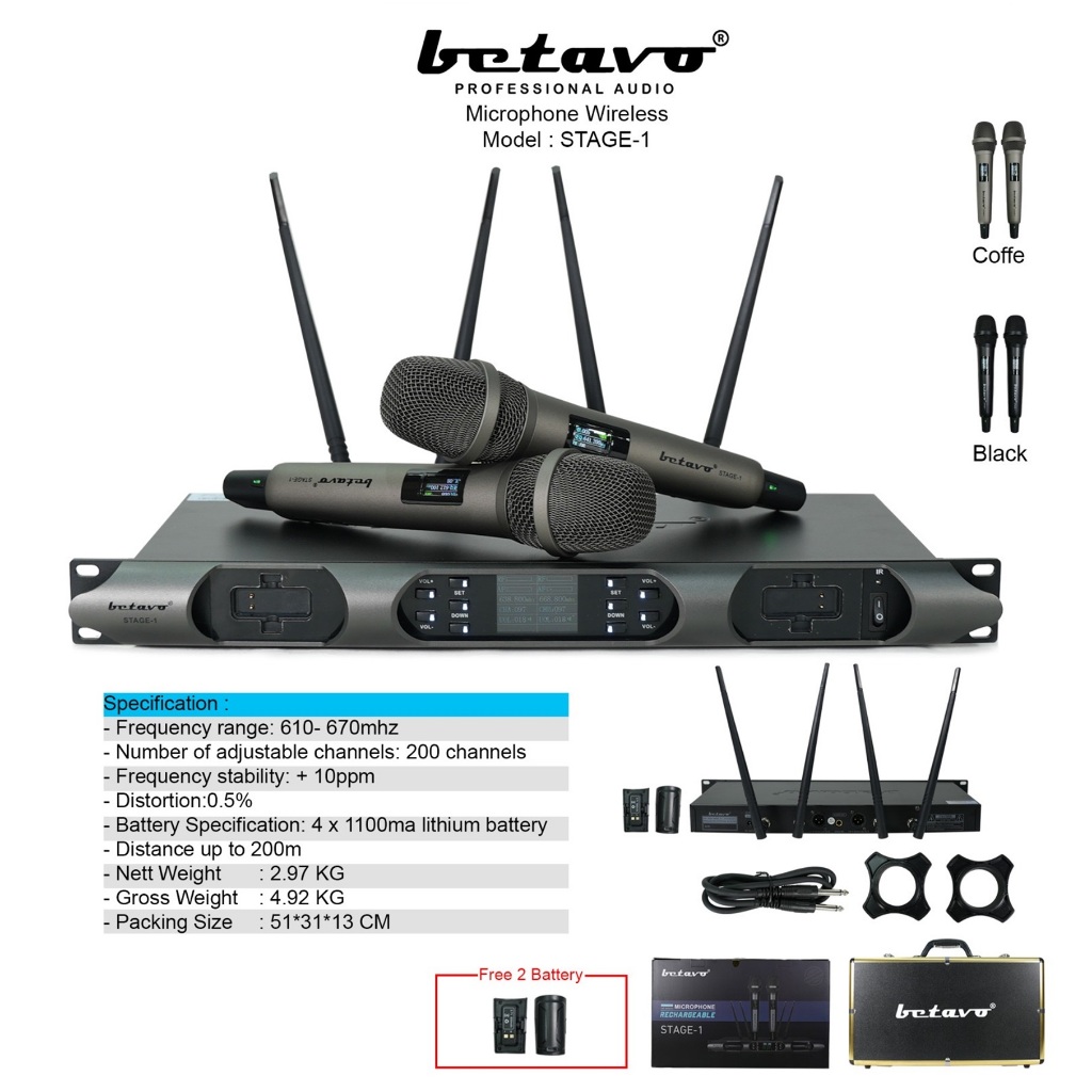 Jual Mic Wireless Betavo Model STAGE 1 betavo stage1 microphone betavo stage 1 | Shopee Indonesia