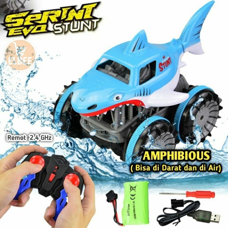 Jual Mobil RC Amphibi Shark Mobil remot Ikan hiu megalodon tahan air 2 ...