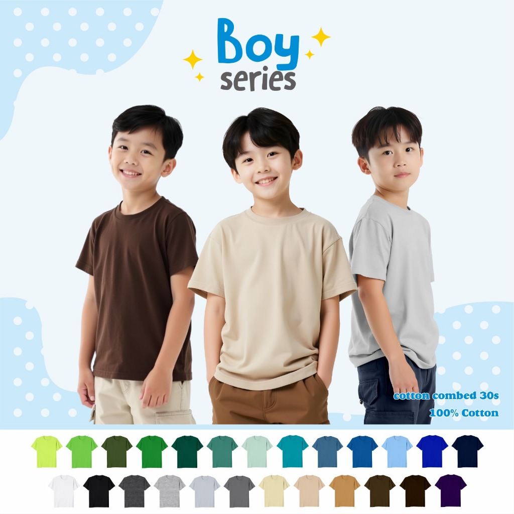 Jual KAOS ANAK POLOS / KAOS ANAK / KAOS POLOS ANAK UMUR 0-12 TAHUN (BOYS SERIES) | Shopee Indonesia