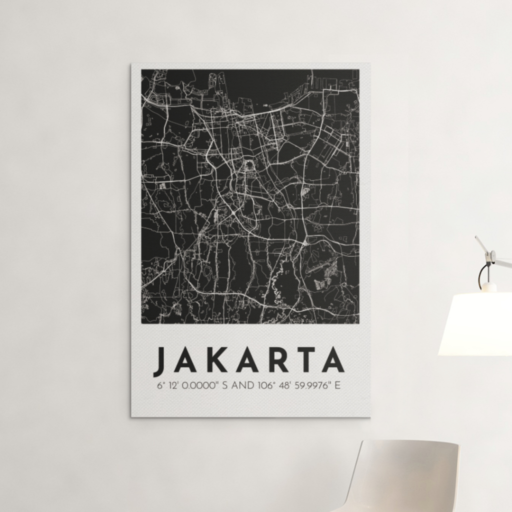 Jual Jakarta Indonesia City Map hiasan dinding minimalis poster peta ...